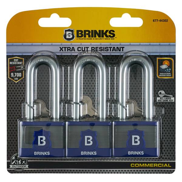 Brinks 3-Pack 44MM XT Series 2-3/8" Shackle Commercial Laminated Steel ...