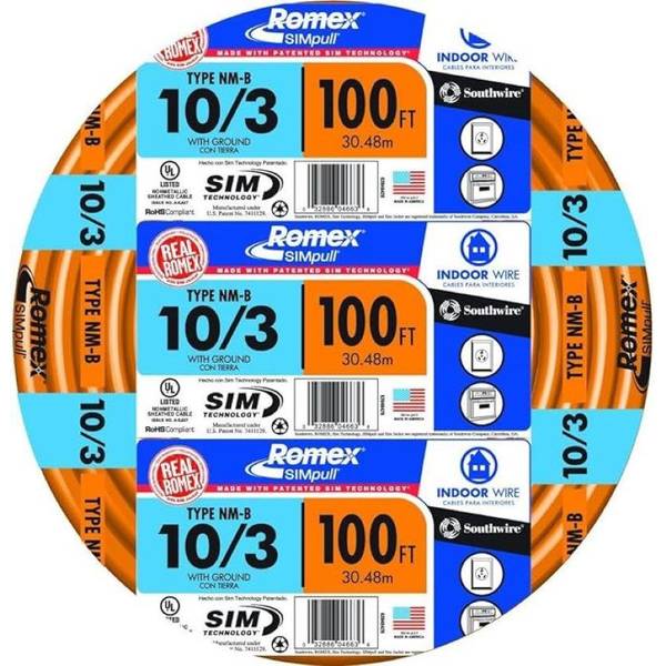 Southwire 100' 10/3 NM W/G Indoor Wire - 63948526 | Blain's Farm & Fleet