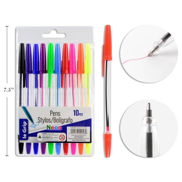 Link 10-Pack Neon Ink Pens - 971385 | Blain's Farm & Fleet