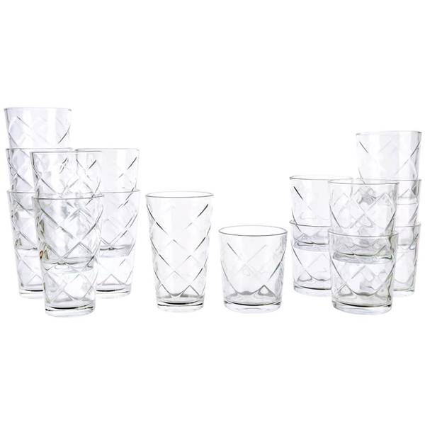 Gibson Home 16-Piece Foundation Lattice Glassware Set - 141409.16 ...