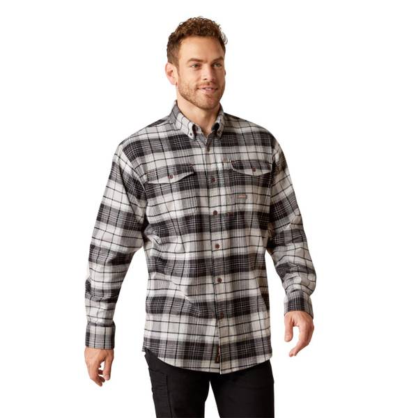 Ariat Men s Rebar Flannel DuraStretch Work Shirt Charcoal Grey 2XL