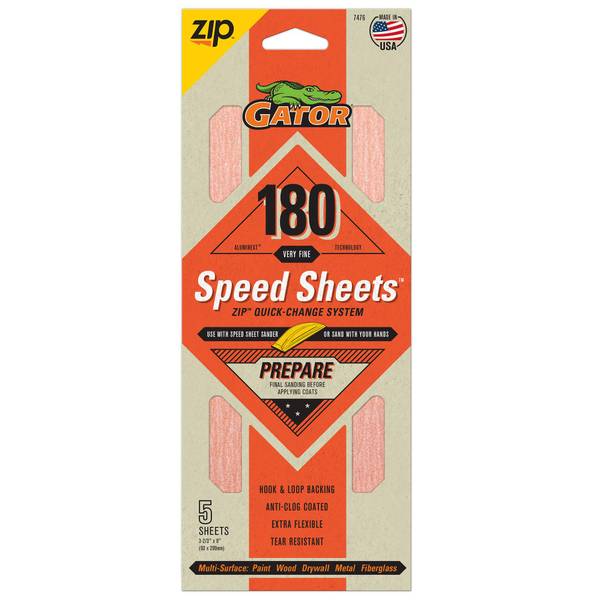 Gator 5-Pack Zip Speed Sheets Hook and Loop 180 Grit Sandpaper - 7476 ...