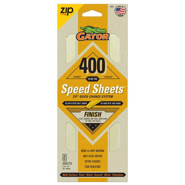 Gator 5-Pack Zip Speed Sheets Hook and Loop 400 Grit Sandpaper - 7479 ...