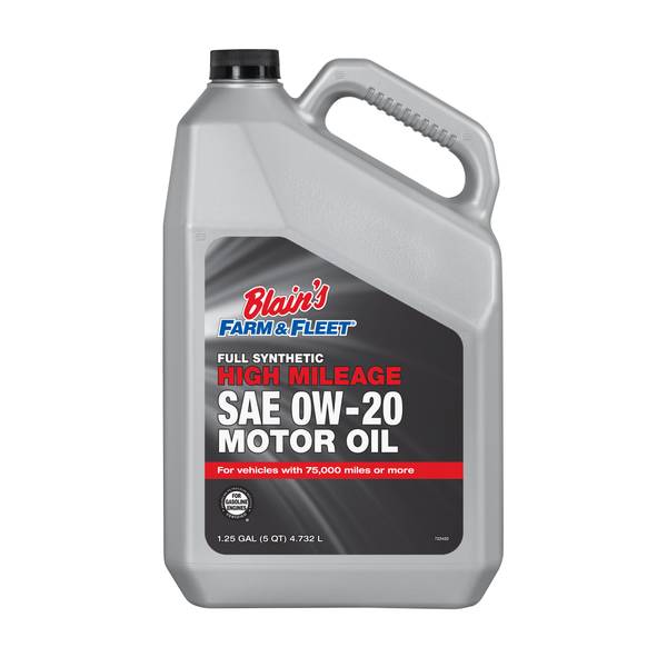 Blain's Farm & Fleet 5 Quart High Mileage Full Synthetic 0W-20 Motor ...