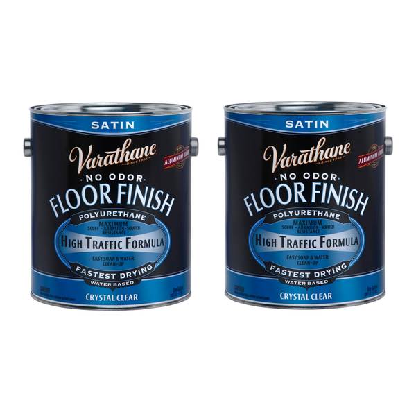 Varathane 2-Pack 1 Gallon High Traffic Satin Crystal Clear Polyurethane ...