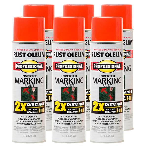 Rust-Oleum 6-Pack 15 oz Professional 2X Inverted Marking Fluorescent ...
