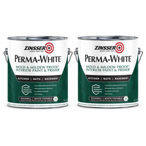 Zinsser 2-Pack 1 Gallon PERMA-WHITE Interior Mold & Mildew Proof ...