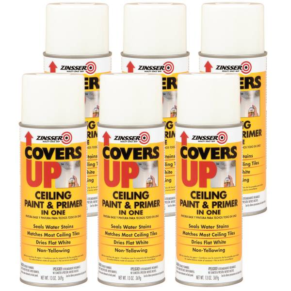 Zinsser 6-Pack, 13 oz COVERS UP Flat White Ceiling Paint & Primer in ...