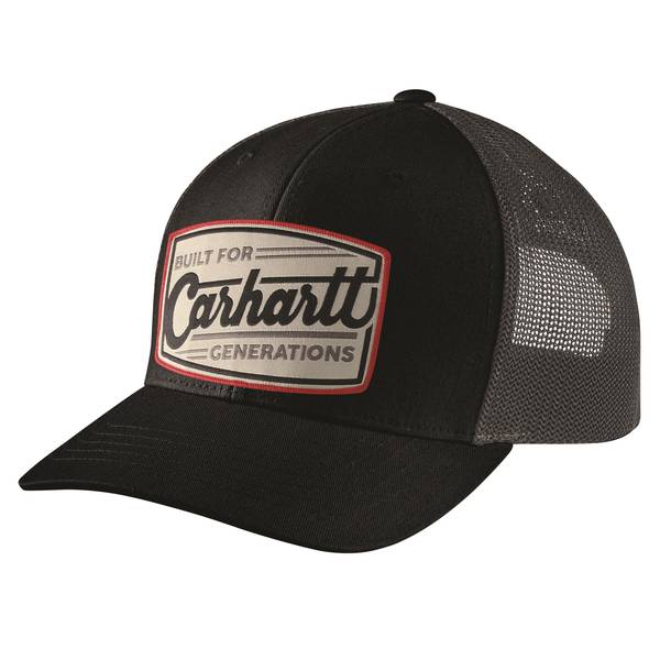 Carhartt Men's Canvas Mesh-Back Built Patch Cap, Black, OS - 106928-N04 ...