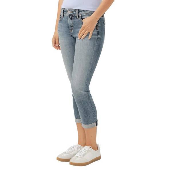Silver Jeans Women's Elyse Mid Rise Comfort Fit Capri Jeans ...