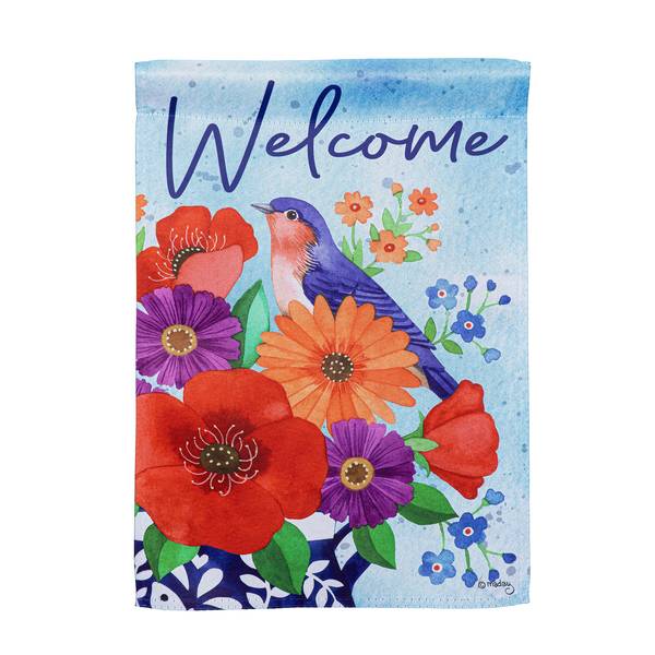 Evergreen Enterprises Bluebird Blooms Suede Garden Flag - 14S12989 ...