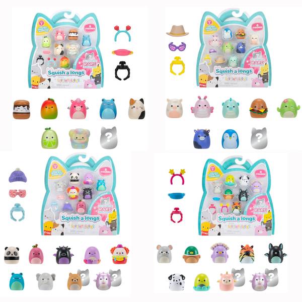 Squishmallows Squish-a-longs 8 Pack 1" Mini-Squish with 2 Accessories ...