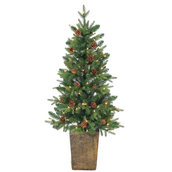 Gerson Charming 4 Foot Potted Natural Cut Georgia Pine with Pinecones ...