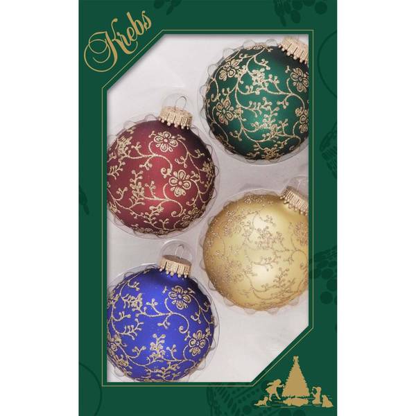 Gerson Christmas by Krebs Multicolor 2.63 in Gold Glitter lace Glass ...