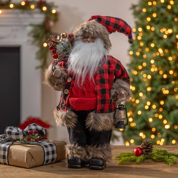 Gerson Festive 18" Battery Operated Polyester Holiday Santa Figurine ...