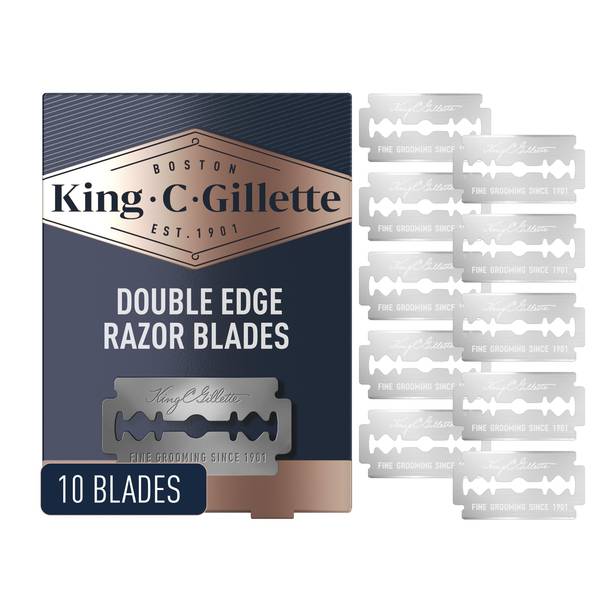 King C Gillette 10-Count Double Edge Safety Razor Refill Blades ...