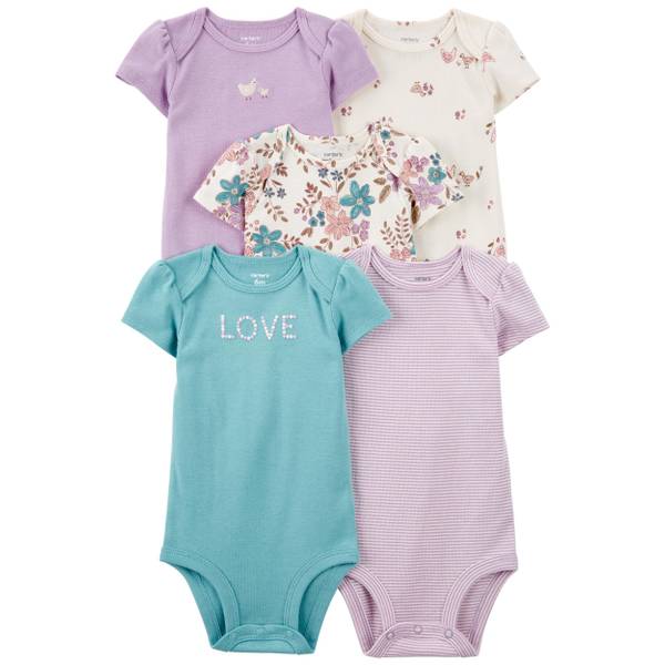 Carter's Infant Girl's 5-Pack Floral Short-Sleeve Bodysuits - 1R958110 ...