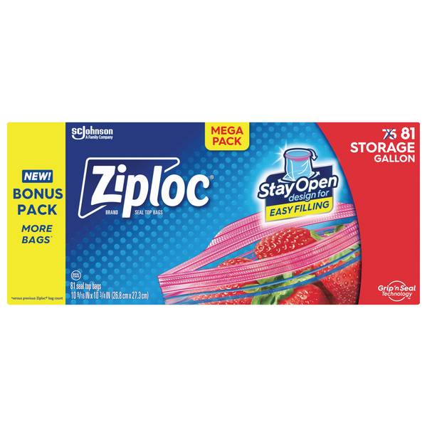 UPC 025700013631 - Ziploc Storage Gallon Bags with Grip 'n Seal Technology - 81ct | upcitemdb.com