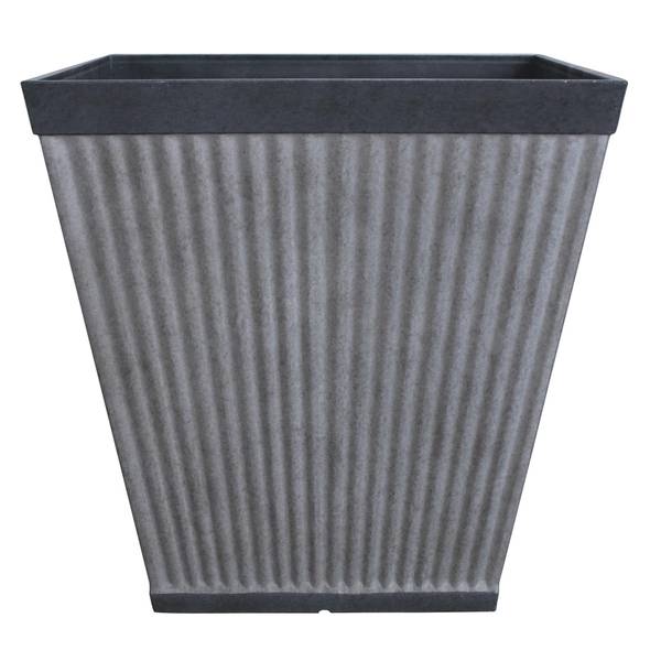 Ames 16" Rustic Galvanized Finish Westlake Square Pleated Planter ...