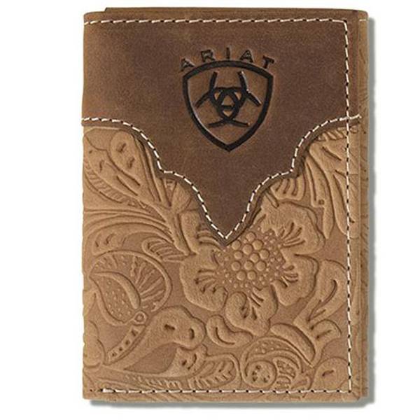 ARIAT Tooled Trifold Brown Wallet - A3555602-OS | Blain's Farm & Fleet