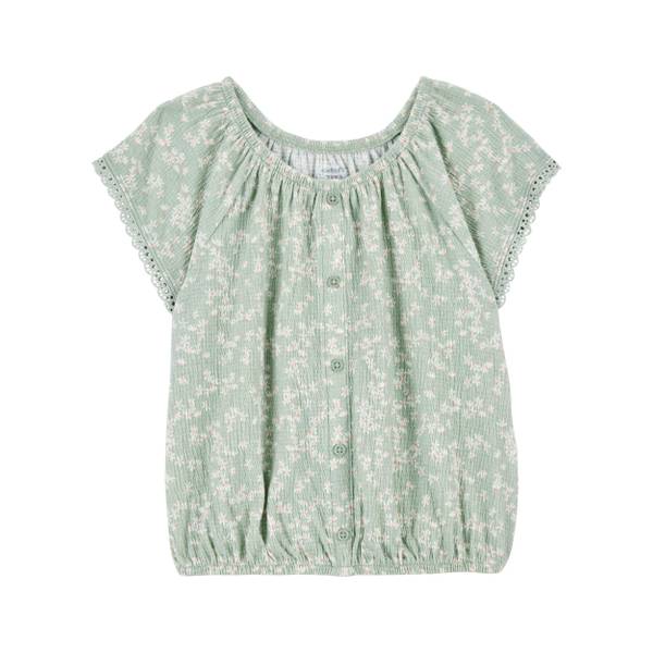 Carter's Girls Floral Short-Sleeve Fashion Top, Green, 4 - 3S417010-4 ...