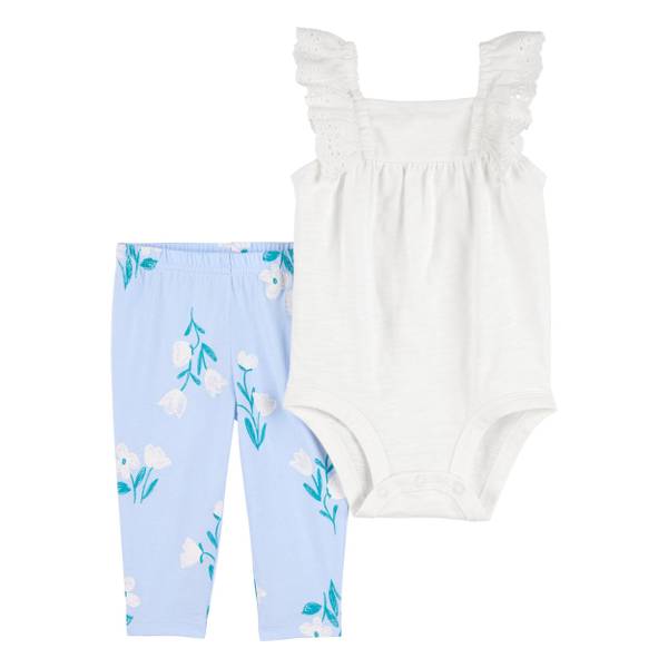 Carter's Infant Girls 2-Piece Eyelet Flutter Bodysuit Pant Set ...
