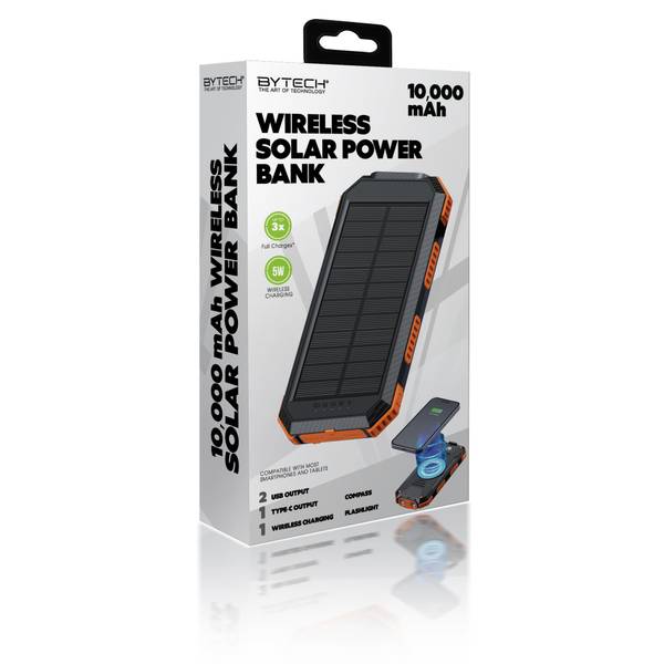 Bytech Wireless Solar Power Bank - BY-PB-10-104-BK | Blain's Farm & Fleet
