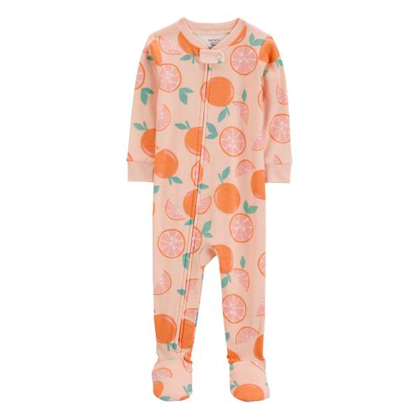 Carter's Infant Girls Orange Print 100% Snug Fit Cotton Footie Pajamas ...