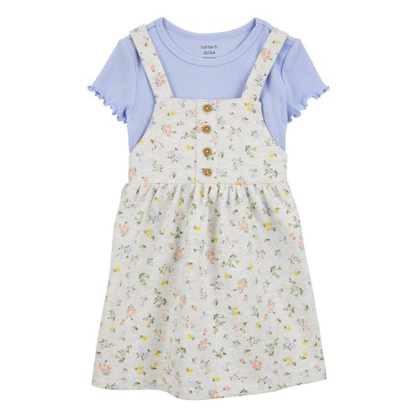 Carter's Infant Girls 2-Piece Floral Dress Set, Light Blue, 2T ...