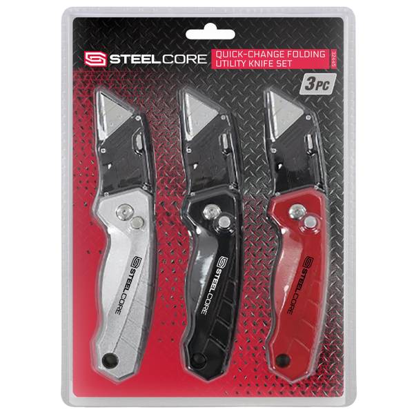 Steelcore 3-Piece Quick-Change Fold Utility Knife Set - 32445 | Blain's ...