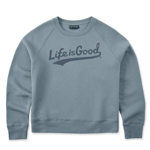 Life Is Good Women's Tonal LIG Script Long Sleeve Fleece Crew, Smoky ...
