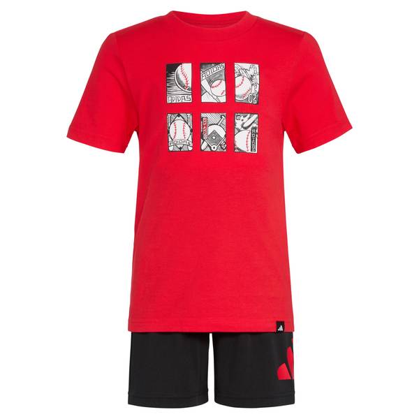 Adidas Boy's Two-Piece Short Sleeve Cotton Tee and Elastic Waistband ...