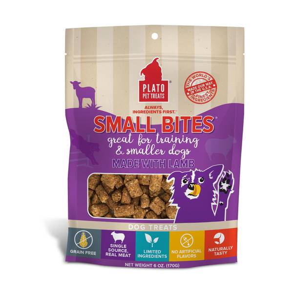 Plato Pet Small Bites Lamb Dog Treats, 6 oz, Grain-free Real Meat ...
