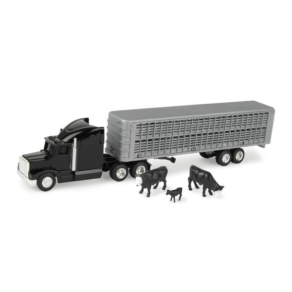 Tomy 1:64 Black Semi with Cattle Trailer Steer and Calf - 45967JD ...