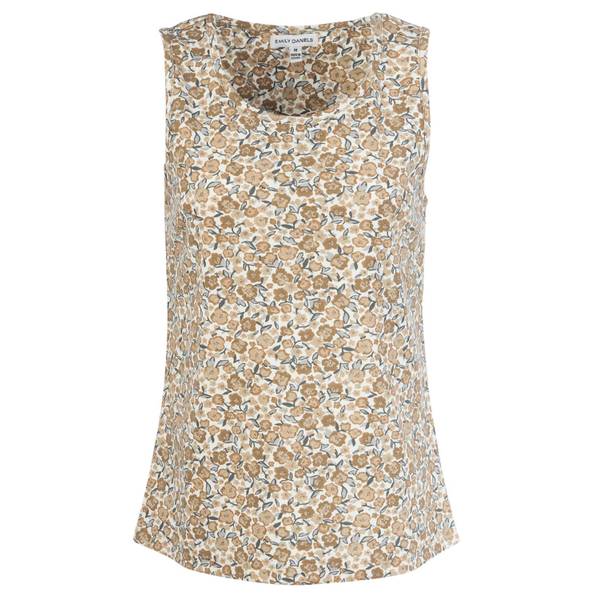Emily Daniels Women's Sleeveless Jewel Neck Top, Neutral Ditsy, S ...