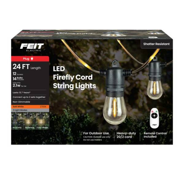FEIT Electric 24-foot Plug-in LED Firefly Cord String Lights - SL24-12 ...