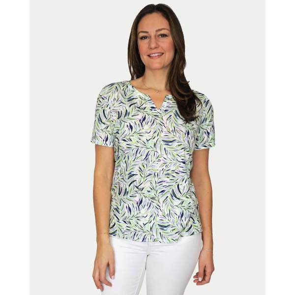 Emily Daniels Women's Short Sleeve Split Neck Top - 001138M18S01-101-M ...