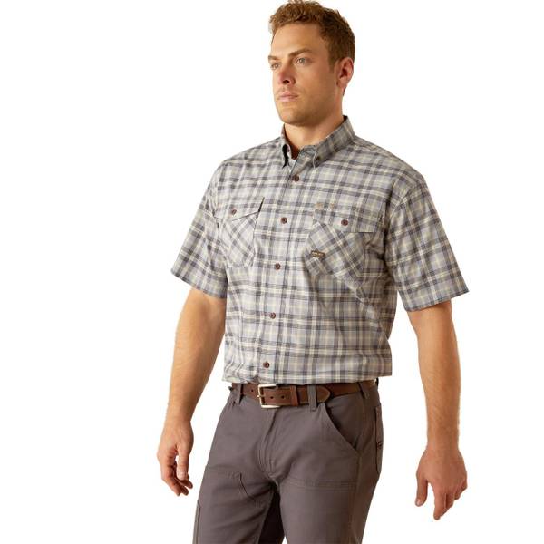 ARIAT Men's Rebar Made Tough Durastretch Short Sleeve Work Shirt, Wild ...