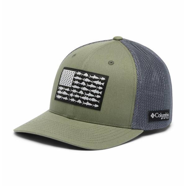 Columbia PFG Fish Flag Mesh Ball Cap, Cypress Grill, L/XL - 1836811317 ...