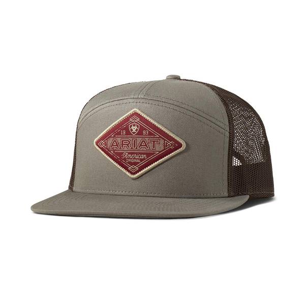 ARIAT Mens 7 Panel Snap Back Diamond Patch Grey Cap - A300090206-OS | Blain's Farm & Fleet