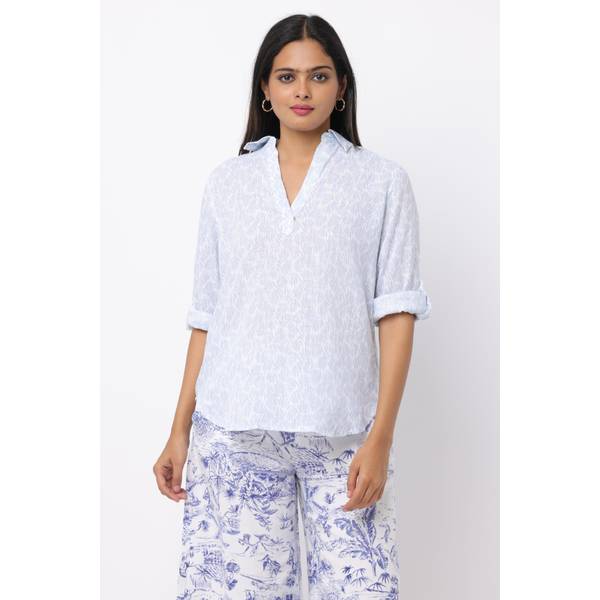 CG | CG Women's 3/4 Sleeve Printed Gauze with Back Button, PT470 Light ...