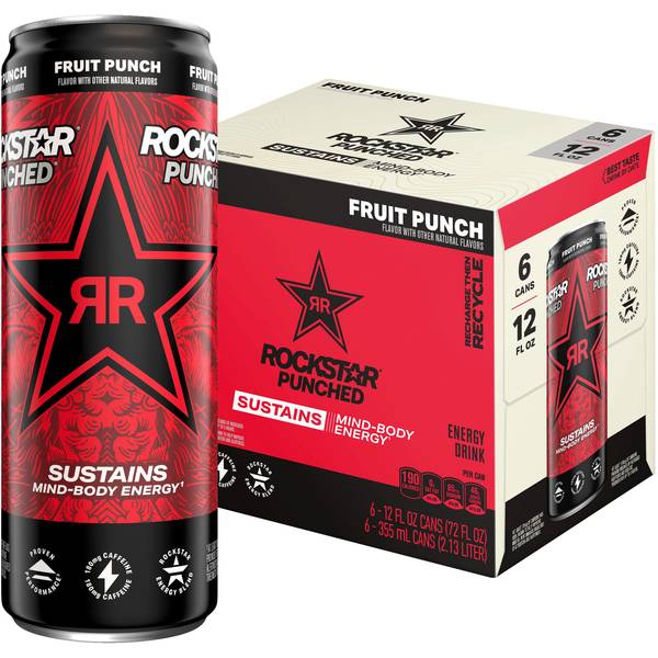 Rockstar 6pk 12oz Punched Fruit Punch - 320290 | Blain's Farm & Fleet