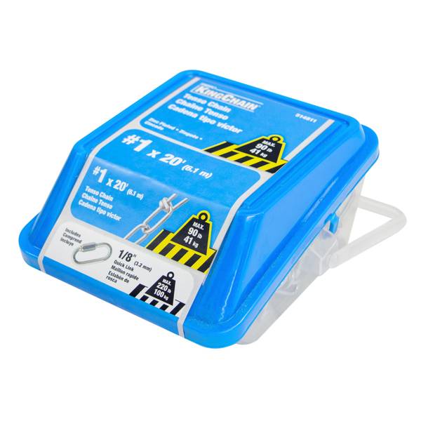 King Chain #1 x 20' Twist Link Tenso Machine Chain, Zinc-Plated ...