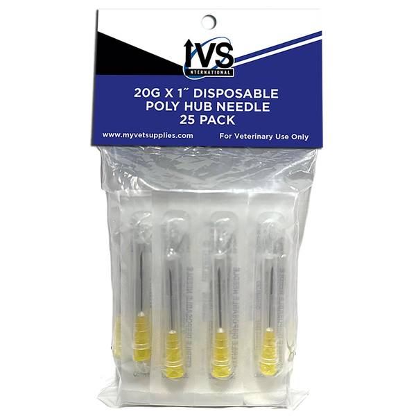 IVS DISPOSABLE NEEDLE 20G X 1" - 25 PK - 01-PY2010-25-PK | Blain's Farm ...