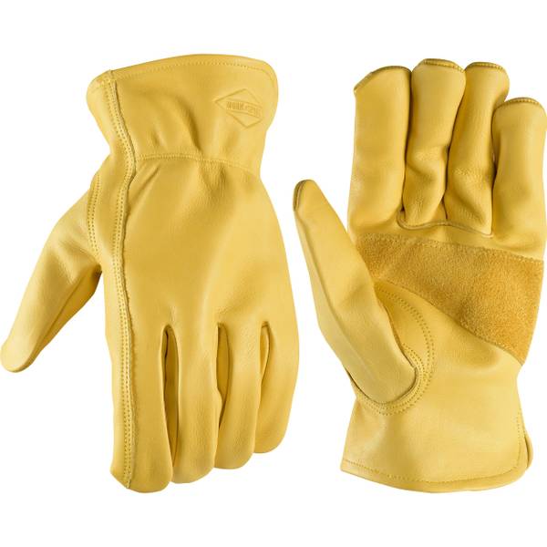 Work N' Sport Men's Leather Work Gloves, Reinforced Cowhide with Palm Patch, Saddletan, 2X ...
