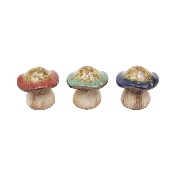 Gerson Set of 3 Ceramic Mushrooms at 4.33 inch Decorative Accents for ...