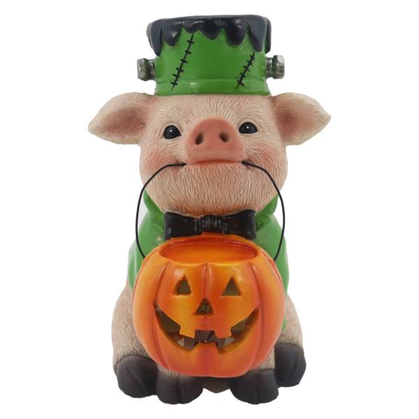 Seasonal Expressions 10" Polyresin Frankenstein Colorful Pig with Lit ...