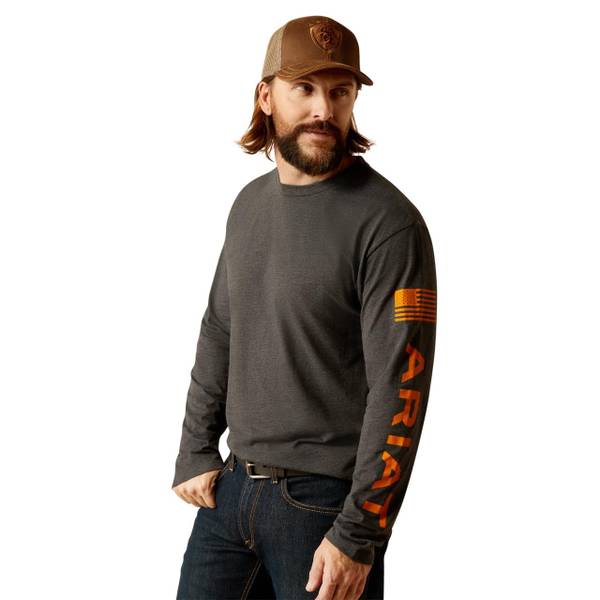 ARIAT Men's Elevated Long Sleeve Shirt, Charcoal Heather, M - 10054192-M | Blain's Farm & Fleet