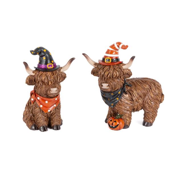 Gerson Resin Halloween Highland Cows, Assorted - 2797350 | Blain's Farm ...