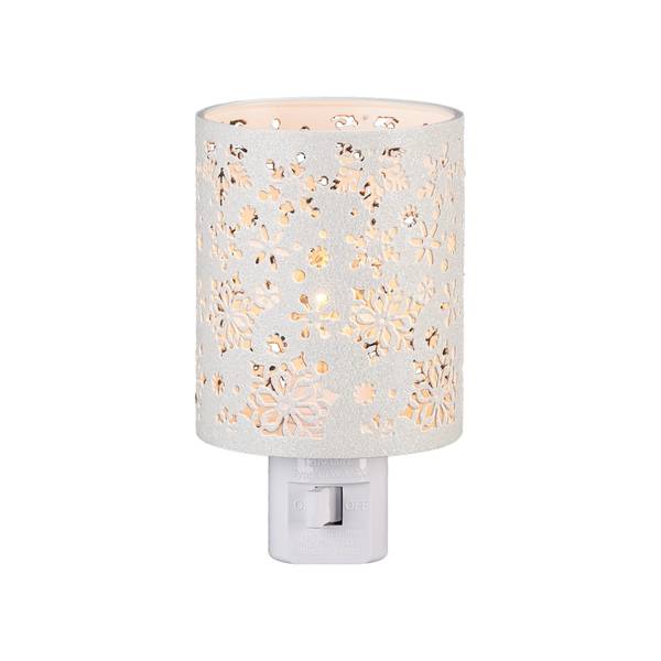 Roman Lights 5"H Night Light Cylinder Snow Flake Pattern; Swivel Plug ...